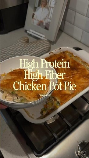 The easiest gluten free, high protein, higher fiber chicken pot pie recipe!