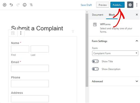 how to create a customer complaint form in wordpress step by step