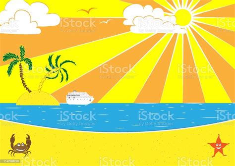Beach Summer Background Vector Illustration Stock Illustration