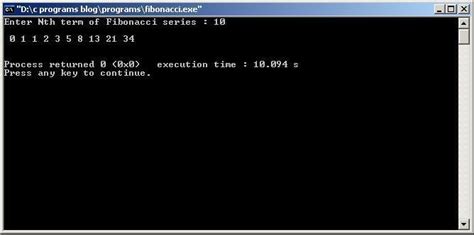 c program to print fibonacci series upto n th term programming posts