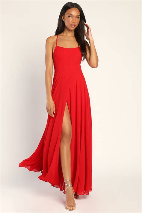 Glam Red Maxi Dress Backless Maxi Dress Red Gown Lulus