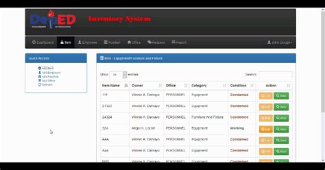 equipment inventory management system in php with source code