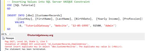 sql unique constraint