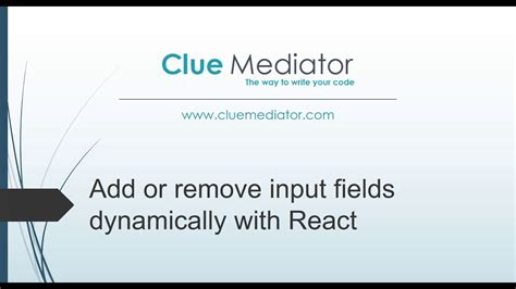 add or remove input fields dynamically with react youtube