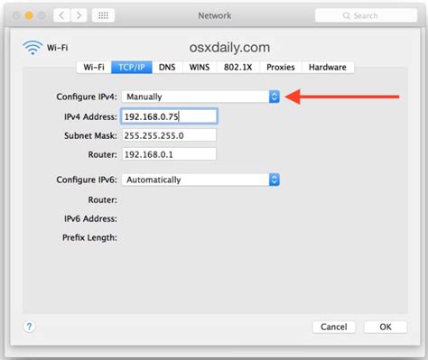 how to set a static ip address on a mac