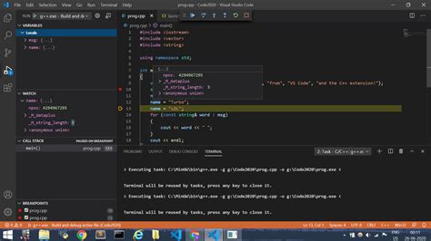 c viewing variable values when hover mouse over it in debug mode in