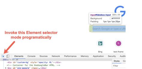 chrome extension devtools invoke element selector programatically