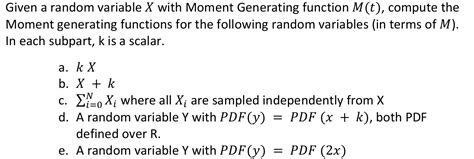 answered given a random variable x with moment… bartleby