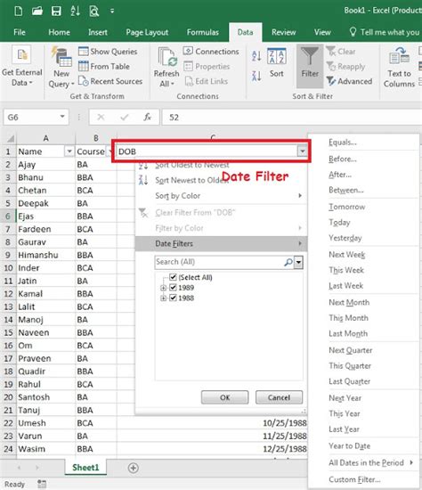 how to use filter in excel
