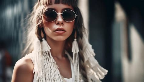 Premium Ai Image Young Woman With Sunglasses Exudes Summer Sensuality