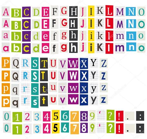 Alfabeto Colorido Con Letras Cortadas De Revistas Vector Gráfico