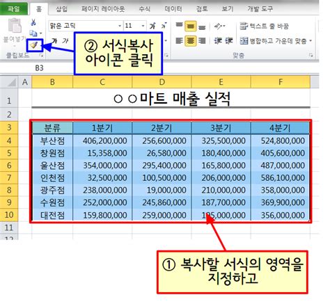 [엑셀 강의] 표 서식 복사하는 방법 및 서식복사 단축키 네이버 블로그