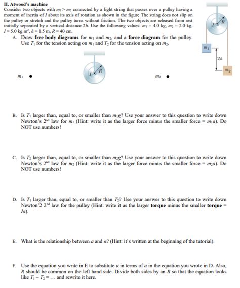 Solved Ii Atwoods Machine Consider Two Objects With Mi M2