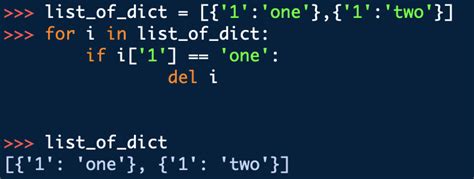 python removing a dictionary element in a list