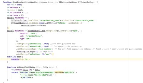 ng click event binding not working inside angular datatables