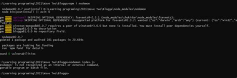 node js nodemon won t run in the command prompt stack overflow