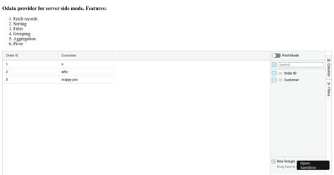 ag grid server side row model sample forked codesandbox