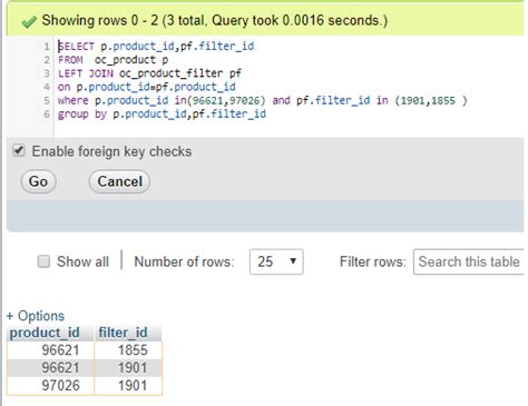 how to return productid in this example mysql stack overflow