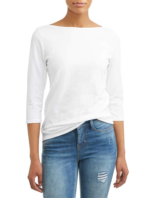Womens 3 4 Sleeve Classic Boatneck Top