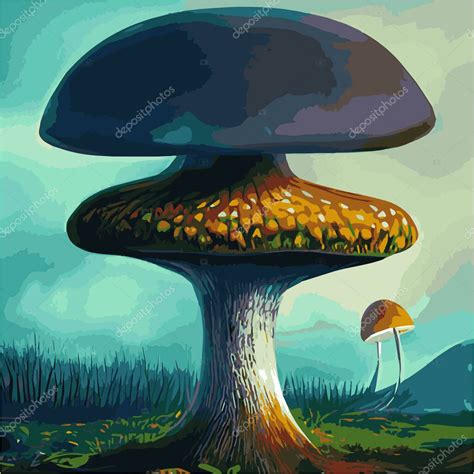 Ilustración Surrealista Del Vector Del Paisaje Del Remo Bosque