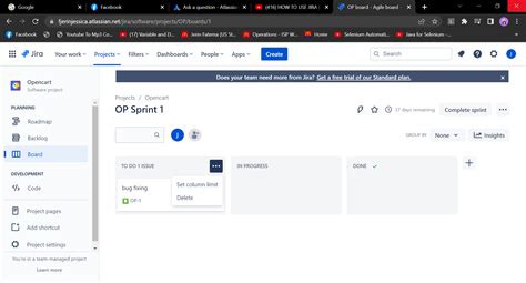 in the side bar active sprint option is missing an