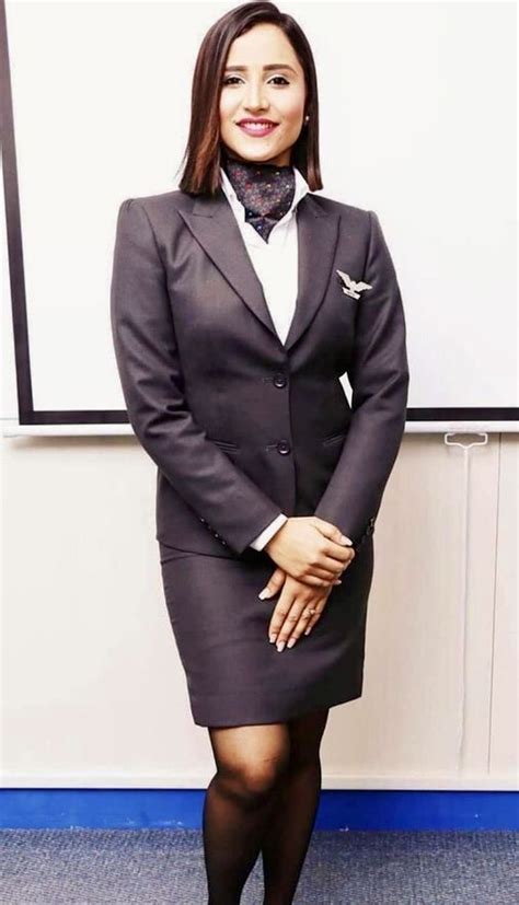 Flight Girls Women Wearing Ties Flight Attendant Uniform Feminine