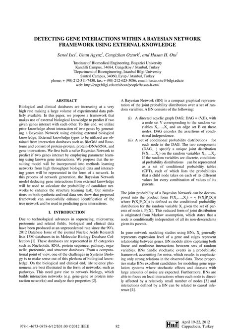 pdf detecting gene interactions within a bayesian network framework