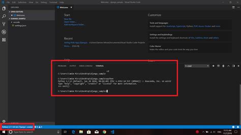 vs code not activating anaconda environment for django