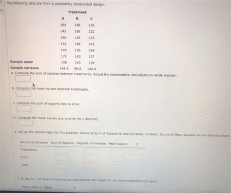 Solved The Following Data Are From A Completely Randomized
