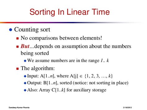 linear time sorting algorithms