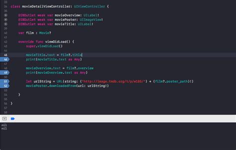 ios output showing nil result in console when passing stack overflow