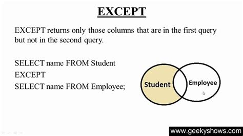 137 intersect and except in sql hindi youtube