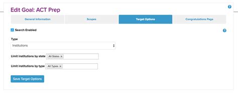 goal options target options help center