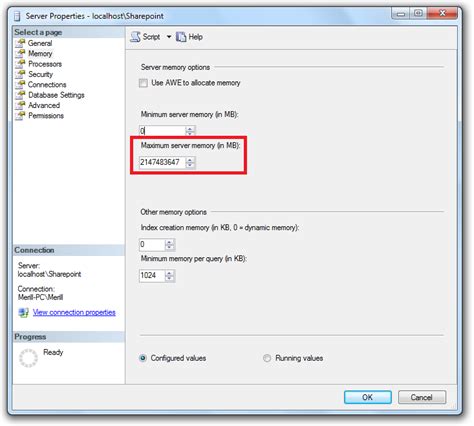 limit sql server memory usage on your workstation laptop or vm