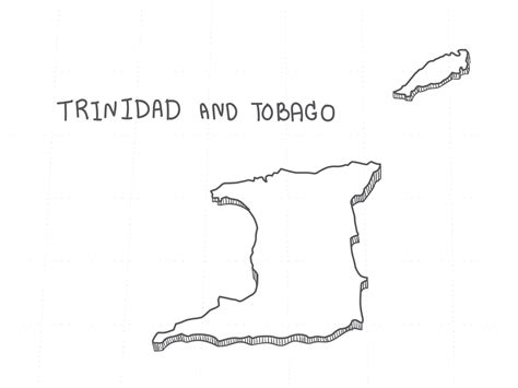 Hand Drawn Of Trinidad And Tobago 3d Map On White Background 10368551