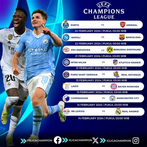 Jadwal Liga Champion Babak 16 Besar Leg 1 By Liga Champions Jan