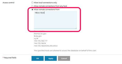 Ενεργοποίηση επιλογής allow remote connections from any