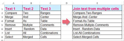 how to join text from different cells into one cell in excel