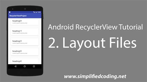 2 android recyclerview tutorial layout files youtube