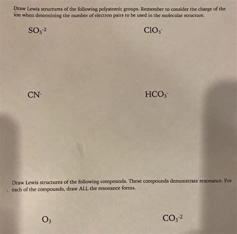 Solved Draw Lewis Structures Of The Following Polyatomic