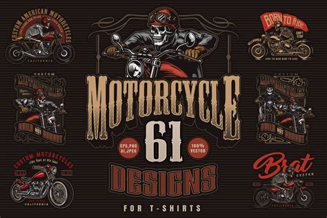 Motorcycle T Shirt Designs Bundle Of 61 Vector Images