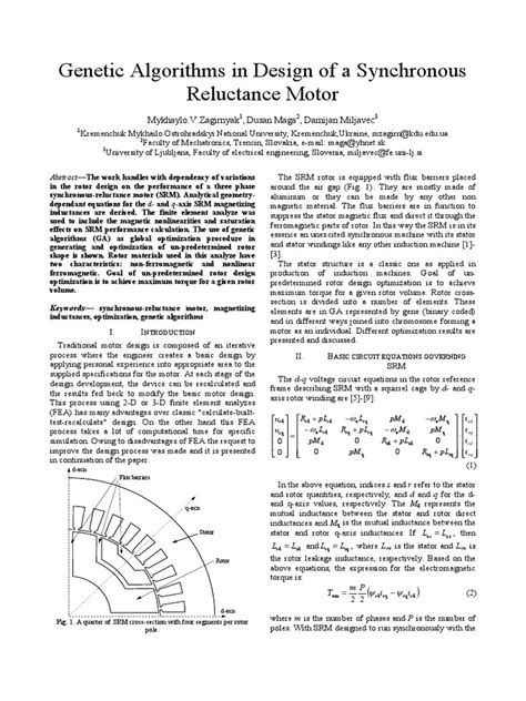 Optimizing The Design Of A Synchronous Reluctance Motor Using Genetic