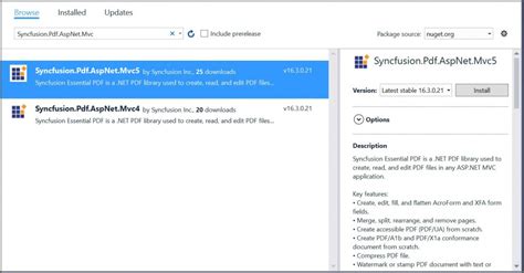 create or generate pdf file in asp mvc syncfusion
