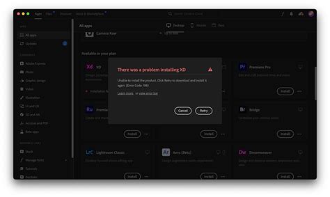 solved unable to install xd stuck at 4 and says installa adobe