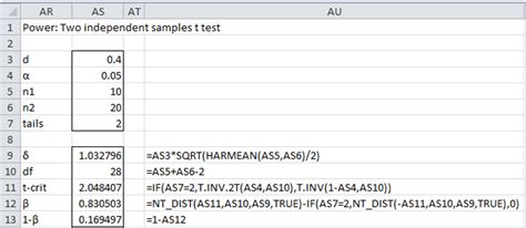 statistical power of the t tests real statistics using excelreal