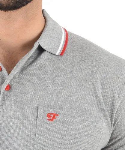Half Sleeve Polyester Mens Grey Poly Cotton Polo T Shirt Size L 5xl