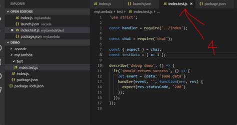 node js how to debug aws lambda functions written in