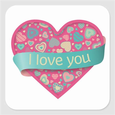 I Love You Popsicle Love Square Sticker Size Small 1½ Inch Color
