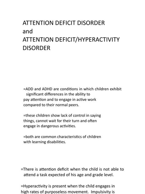 An Overview Of Attention Deficit Disorder And Attention Deficit