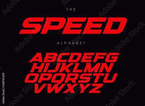 Vettoriale Stock Speed Letters Set Red Race Font Italic Bold Racing